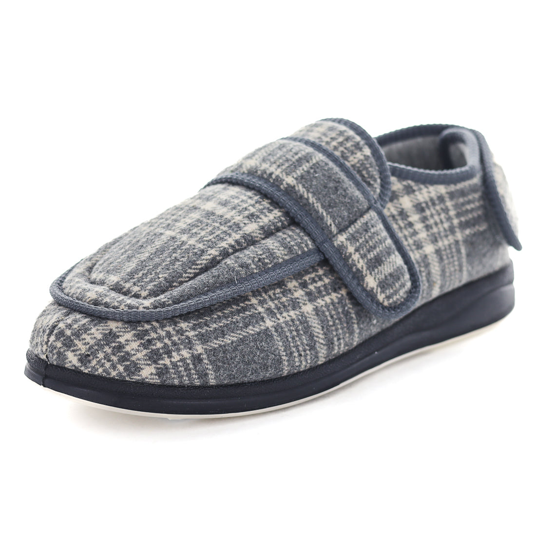 Edison Slippers - Grey Check – Panda Slippers au